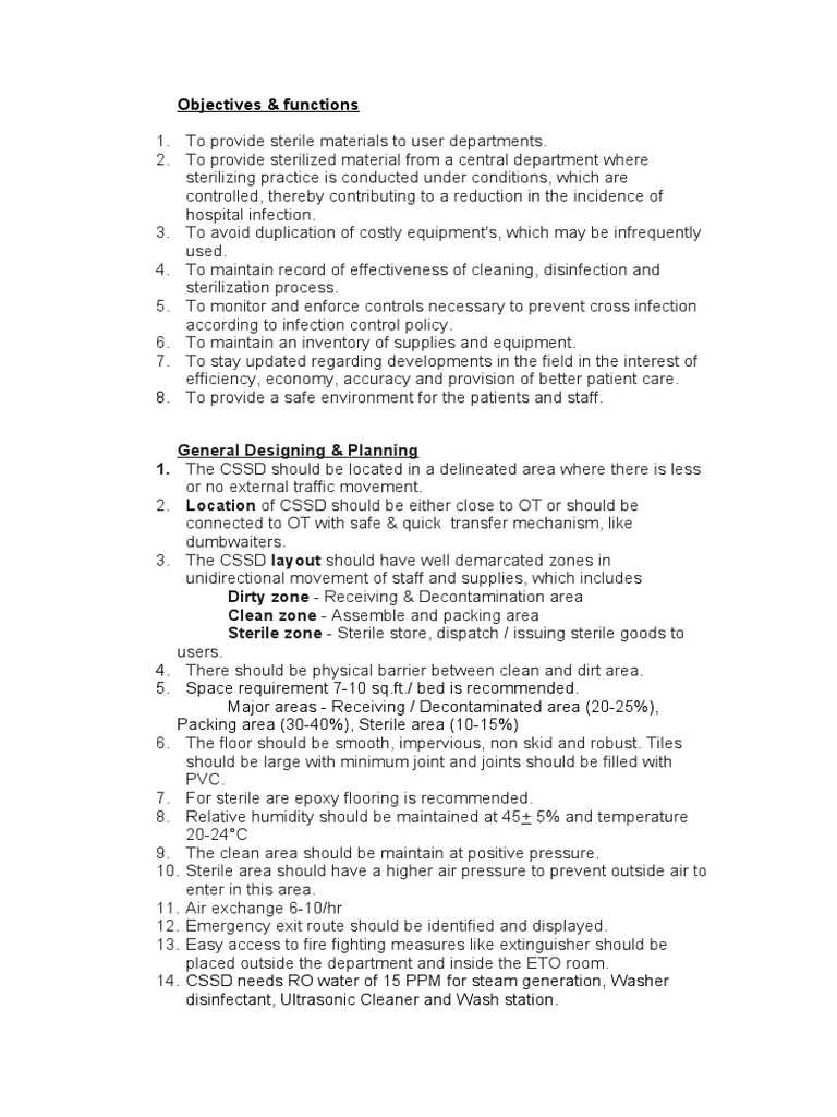 CSSD Overview PPT Notes | PDF | Sterilization (Microbiology) | Materials