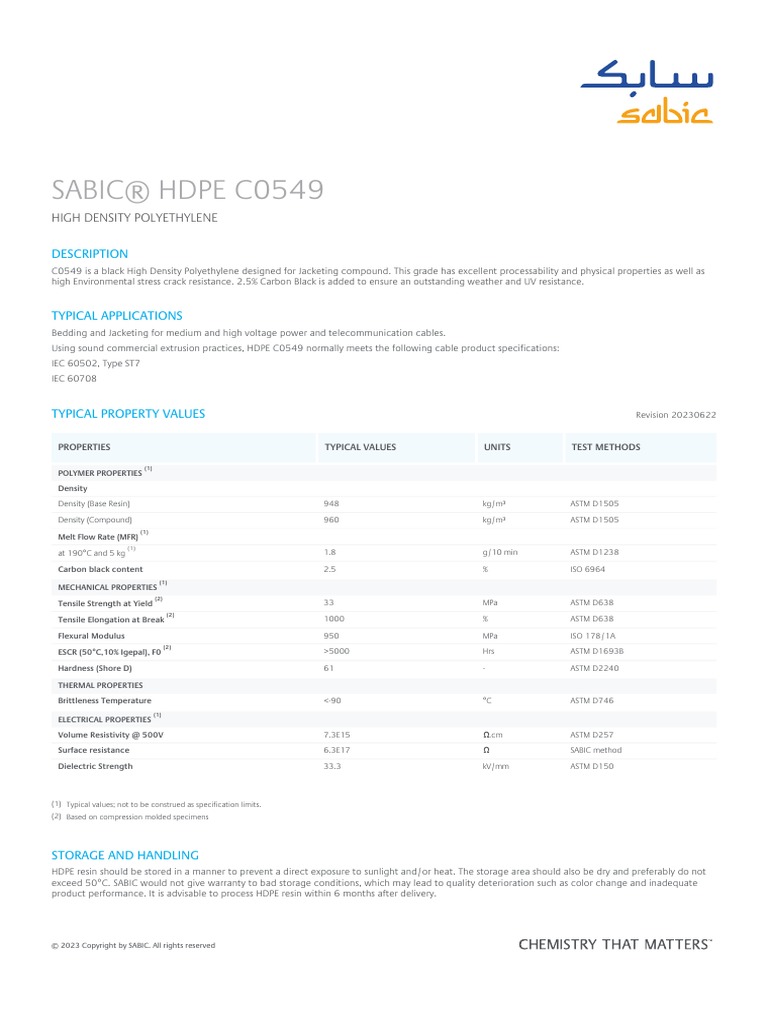 SABIC® HDPE - C0549 - Global | PDF | Secondary Sector Of The Economy ...