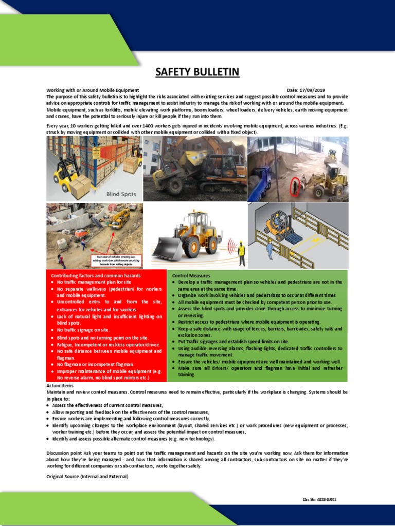 Mobile Equipment Safety Bulletin | PDF | Traffic | Personal Protective ...