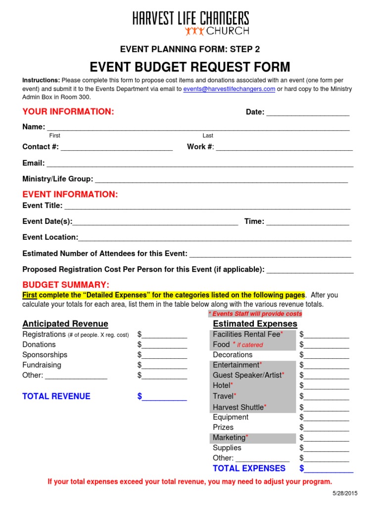 Event Budget Request Form | PDF | Menu | Budget