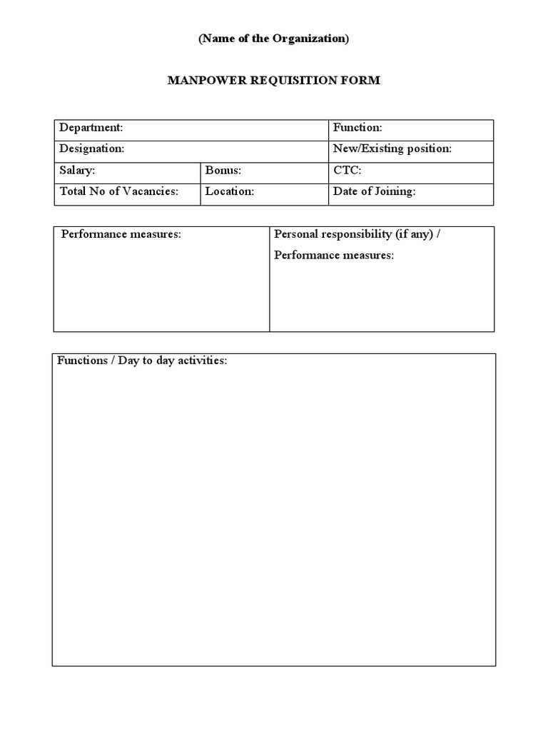 Manpower Requisition Form Template | PDF | Career & Growth