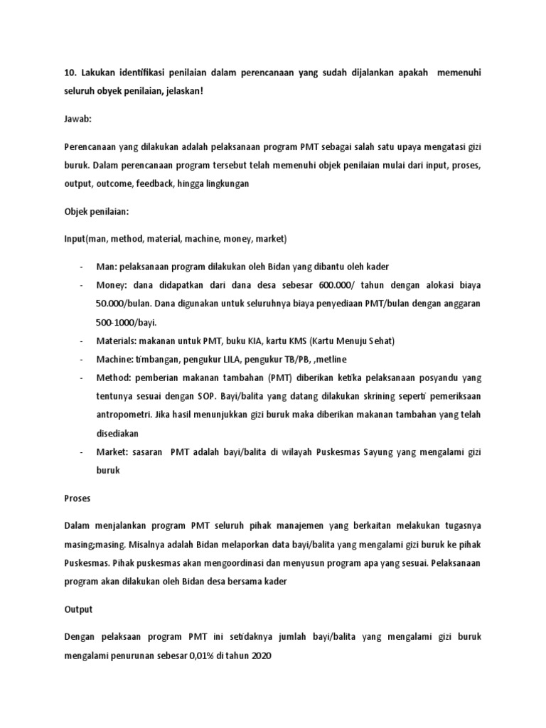 Penilaian Program PMT untuk Gizi Buruk | PDF