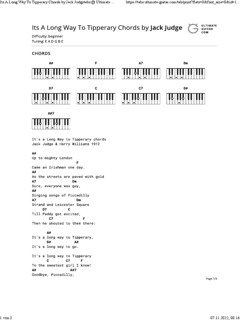 Its A Long Way To Tipperary in Bb-Dur | PDF