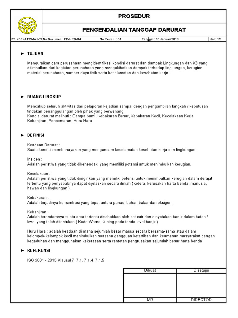 Prosedur Tanggap Darurat Baru | PDF