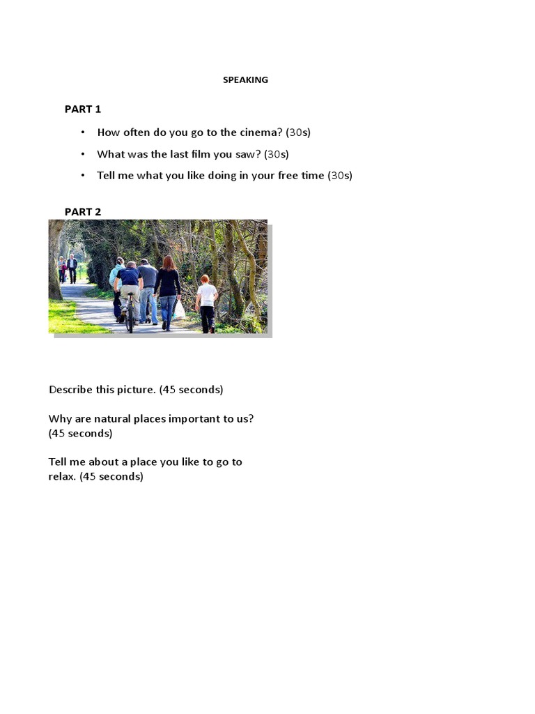 Speaking Part Practice 3 | PDF