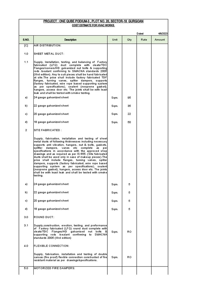 HVAC Elect. Plu Fire BOQ - Podium-3 R-1 | PDF | Electrical Wiring ...
