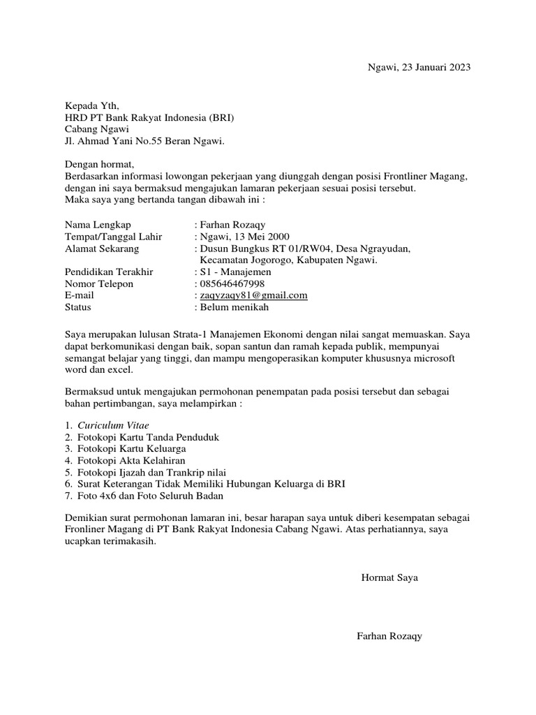 Surat Lamaran | PDF