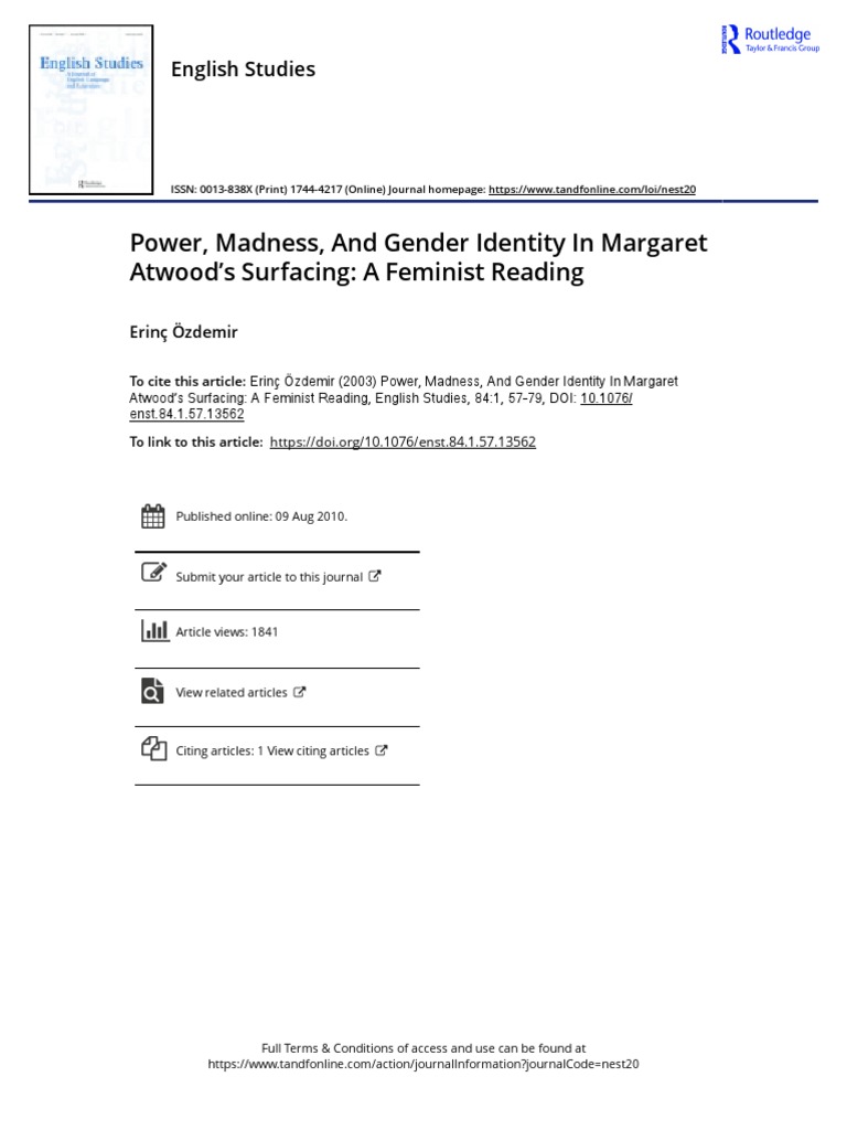 Power Madness and Gender Identity in Margaret Atwood S Surfacing A ...