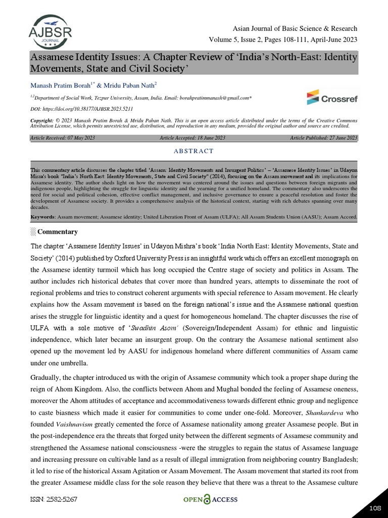 Assamese Identity Issues: A Chapter Review of India's North-East ...