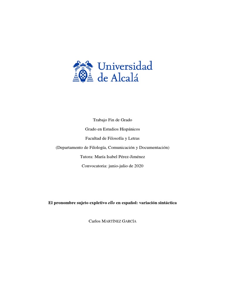 El Pronombre Sujeto Expletivo Ello en Es | PDF | Asunto (gramática) | Verbo