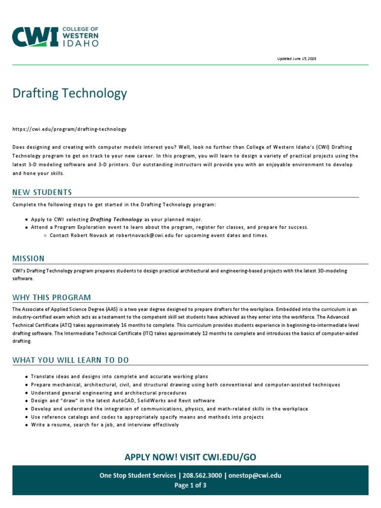 Cwi Drafting Technology Pdf Technical Drawing Science