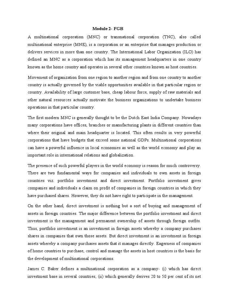 Module 2 | PDF | Exports | Multinational Corporation