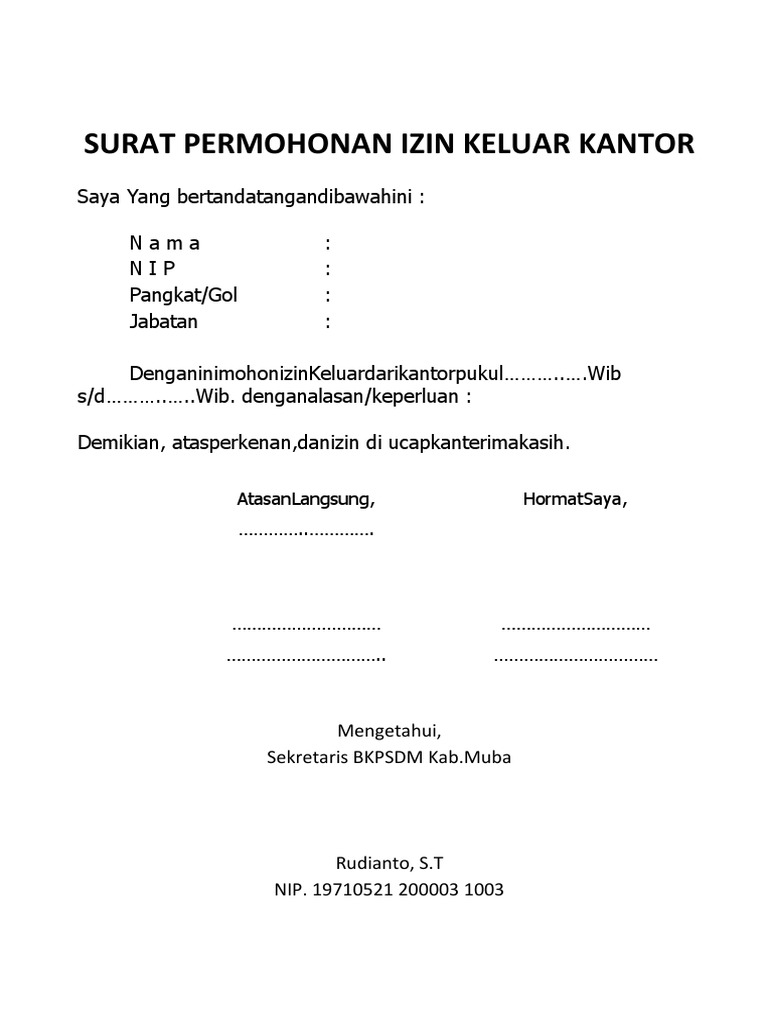 Surat Permohonan Izin Sementara | PDF