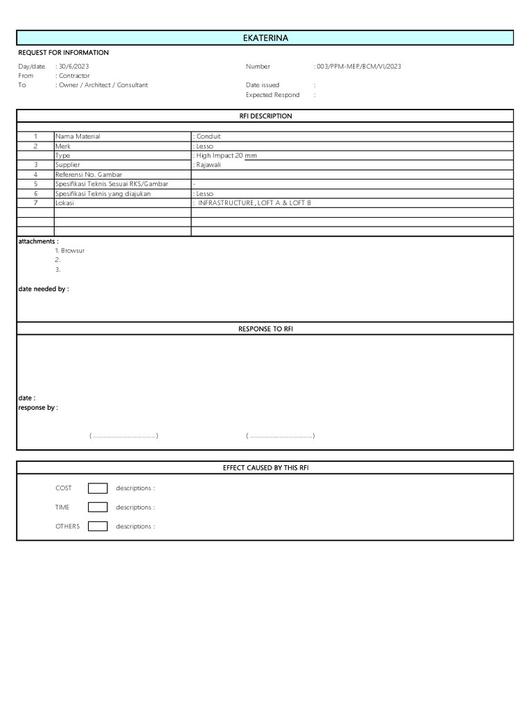 RFI for Lesso Conduit Material 20mm | PDF
