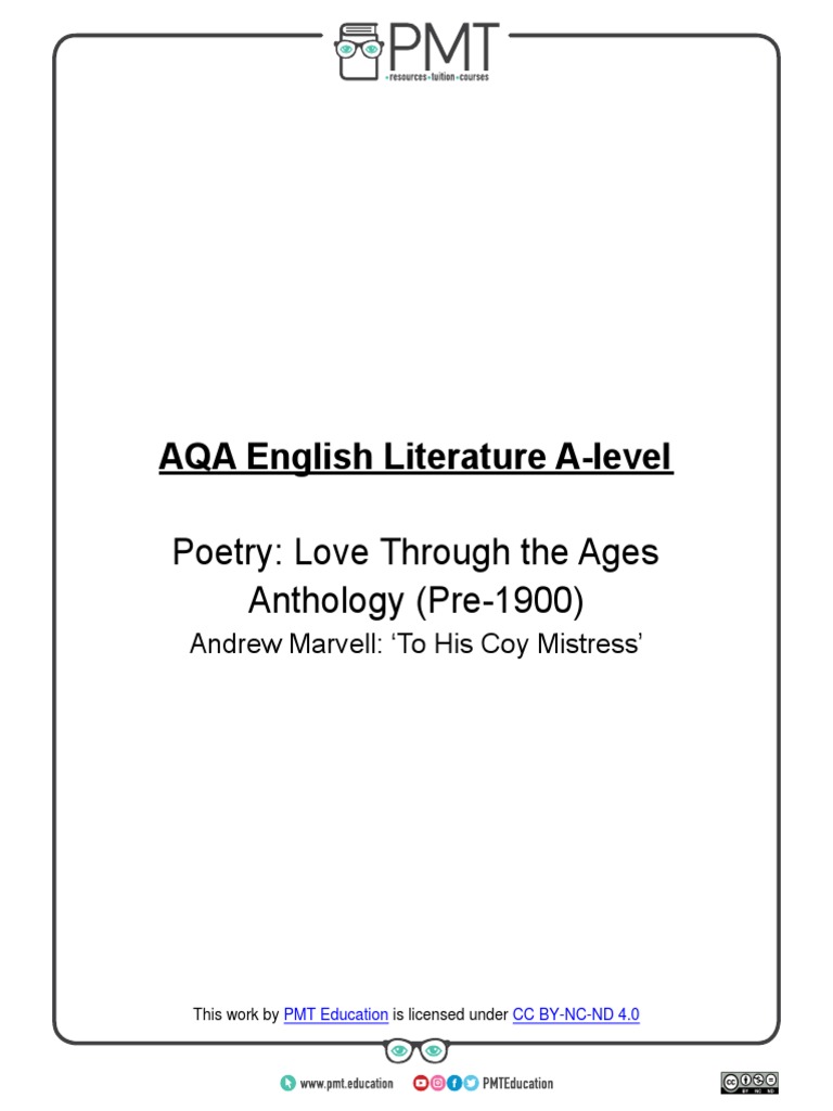 Analysis of Marvell's "To His Coy Mistress" | PDF | Poetry