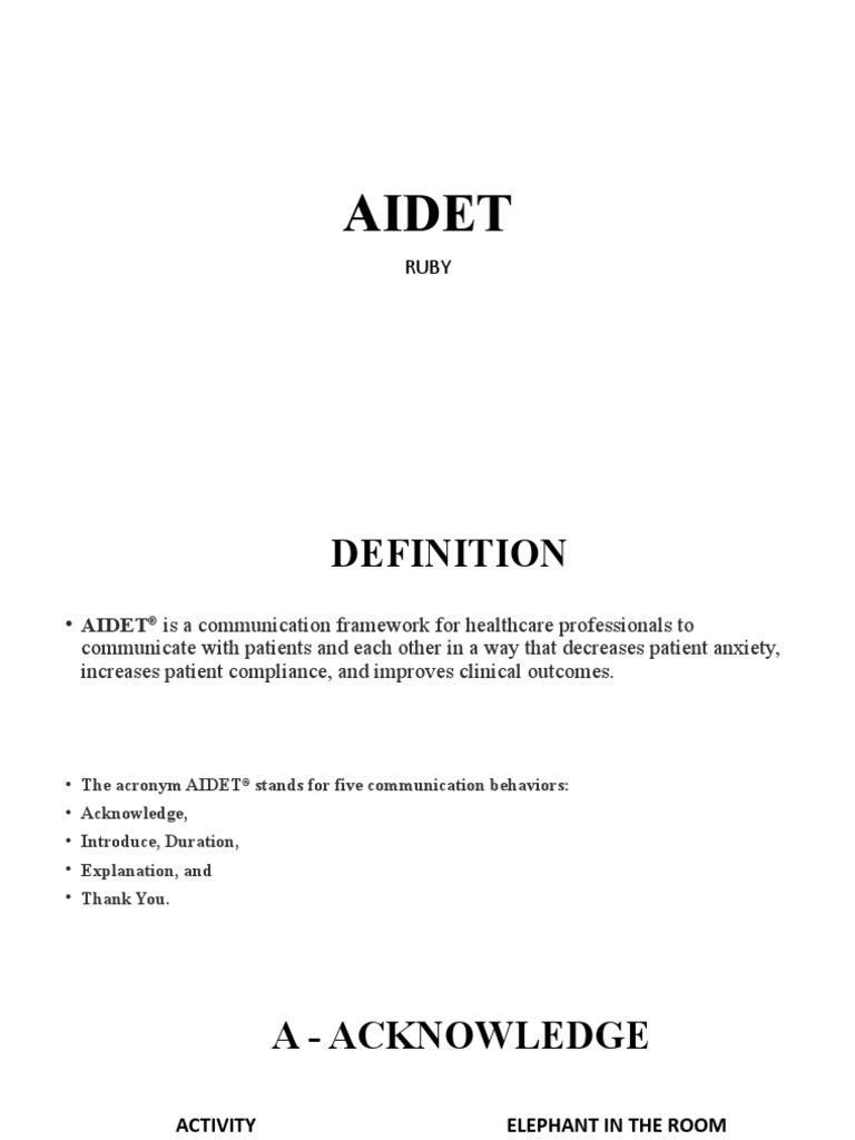 AIDET | PDF | Patient | Communication