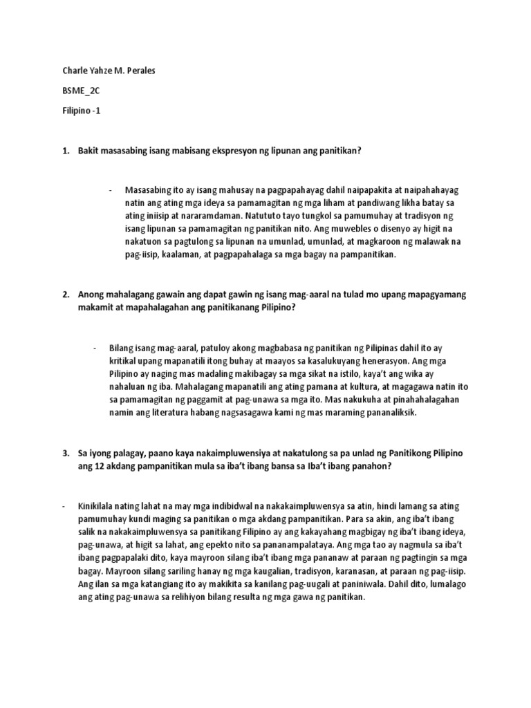 Perales Bsme 2C Filipino 1 | PDF