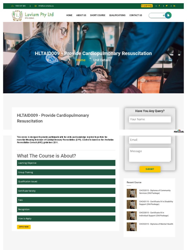 Provide Cardiopulmonary Resuscitation Cardiopulmonary Resuscitation ...