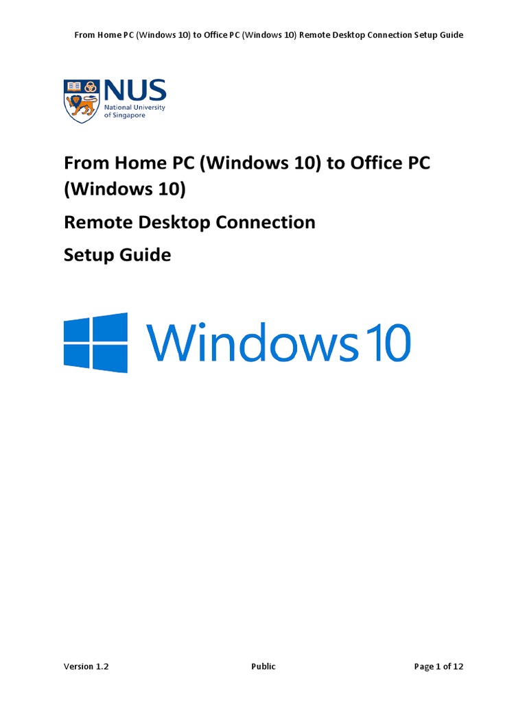 Windows 10 To Windows 10 Remote Desktop Connection Setup Guide v1.2 1 ...