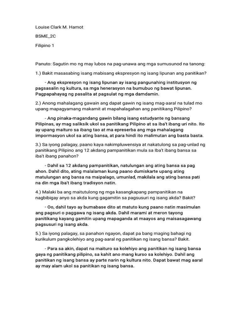 HAMOT_BSME-2C_Filipino-1 | PDF