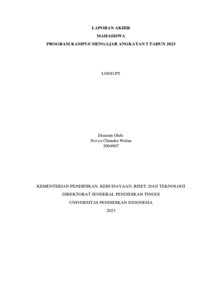Format Laporan Akhir Mahasiswa KM 5 | PDF | Seni