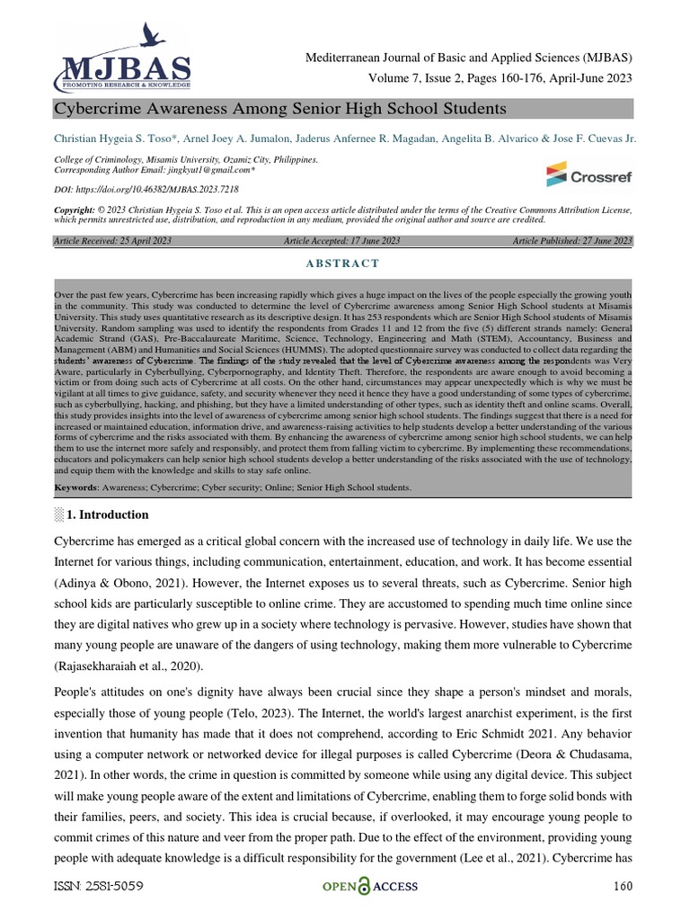 Cybercrime Awareness Among Senior High School Students | PDF | Cyberbullying | Cybercrime