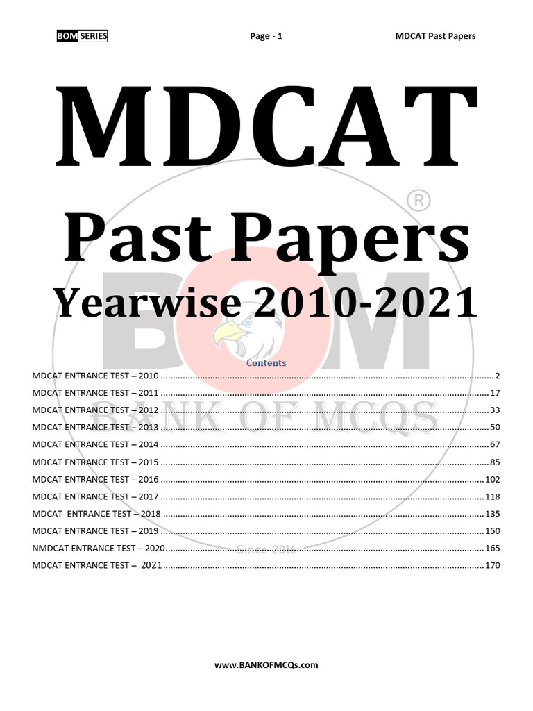 Mdcat Past Papers 2010-2021 172 Pages READY | PDF | Acceleration ...