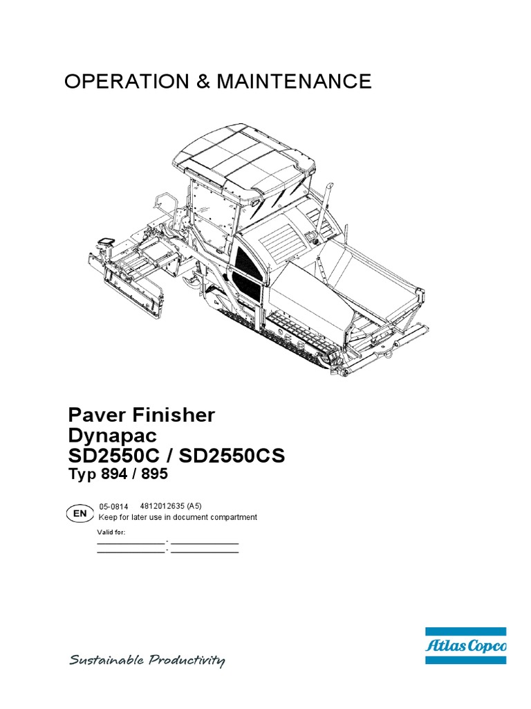 Operation & Maintenance: Paver Finisher Dynapac SD2550C / SD2550CS | PDF | Menu (Computing ...