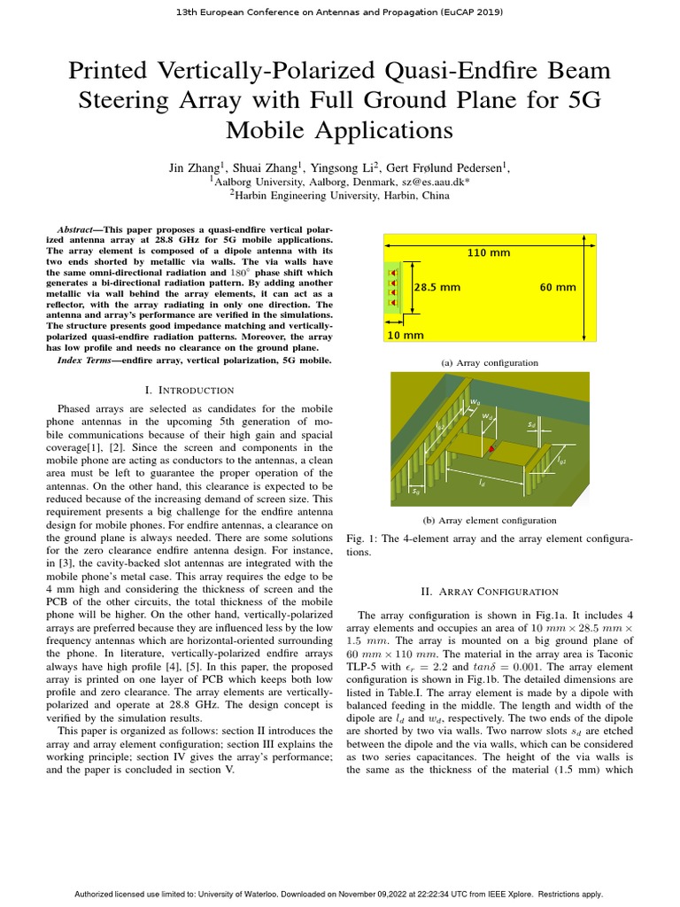 Endfire Beam Steering Array With Full Ground Plane For 5G Mobile ...