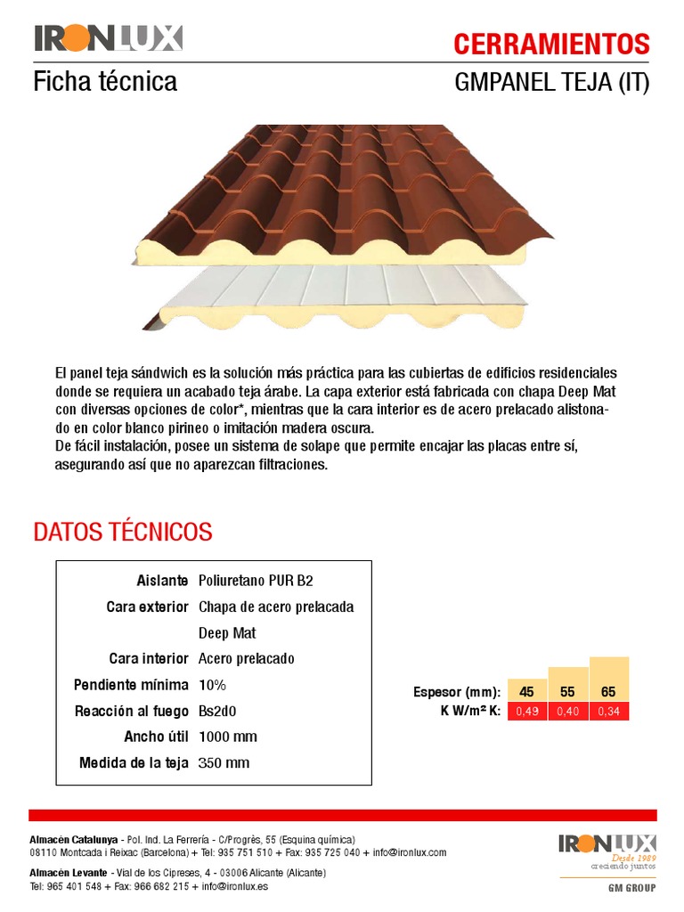 GMPanel IT Cubierta Teja Bs2d0 | PDF | Sector secundario de la economía ...