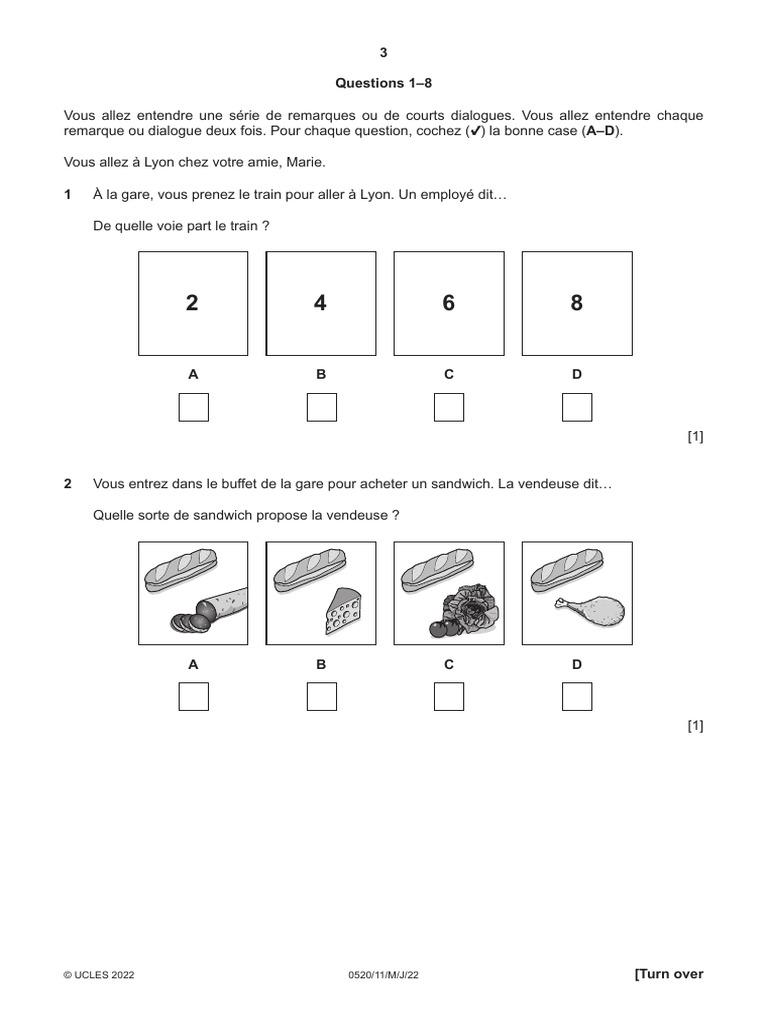 IGCSE French 0520 - 11 Paper 1 May - June 2022 | PDF