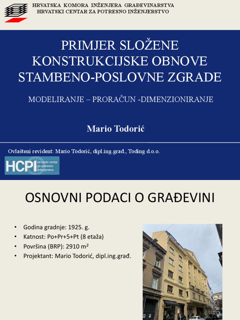 Mario - Todoric - Primjer Slozene Konstrukcijske Obnove Stambeno-Poslovne Zgrade | PDF