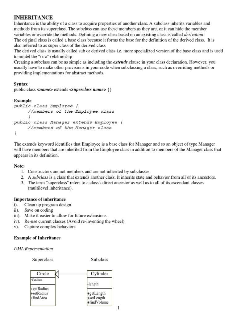 Lecture 8 Inheritance, Polymophism and Interfaces | PDF | Inheritance (Object Oriented ...