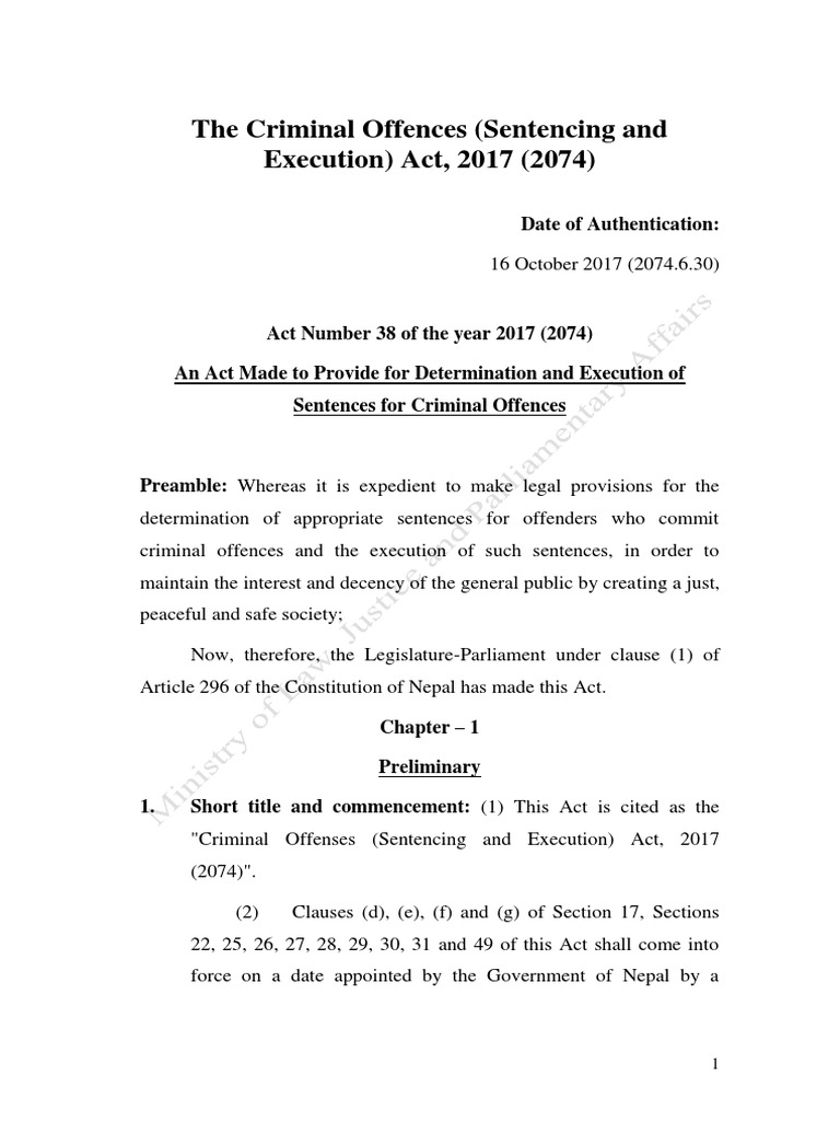 Sentencing and Execution Act 1 | PDF | Fine (Penalty) | Sentence (Law)