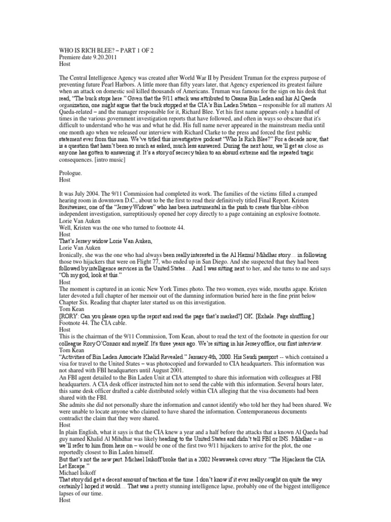 Who Is Rich Blee | PDF | Counterterrorism Center | Hijackers In The ...