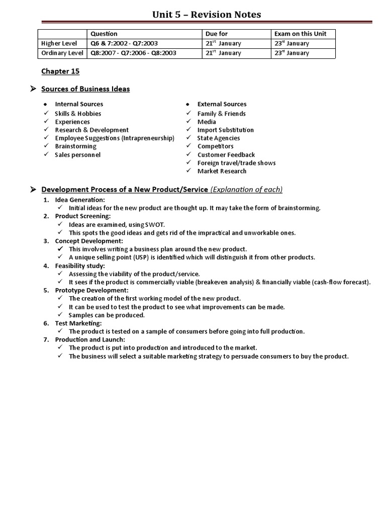 Unit 5 - Revision Notes | PDF | Marketing | Brand