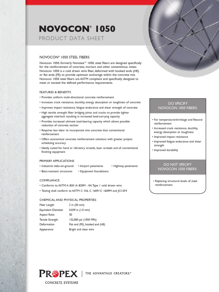 Novocon 1050 Submittal | PDF | Concrete | Reinforced Concrete