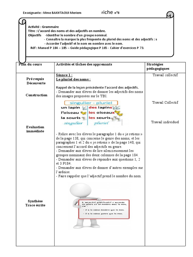 Accord des noms et adjectifs en CM1 | PDF | Théorie de l'apprentissage ...