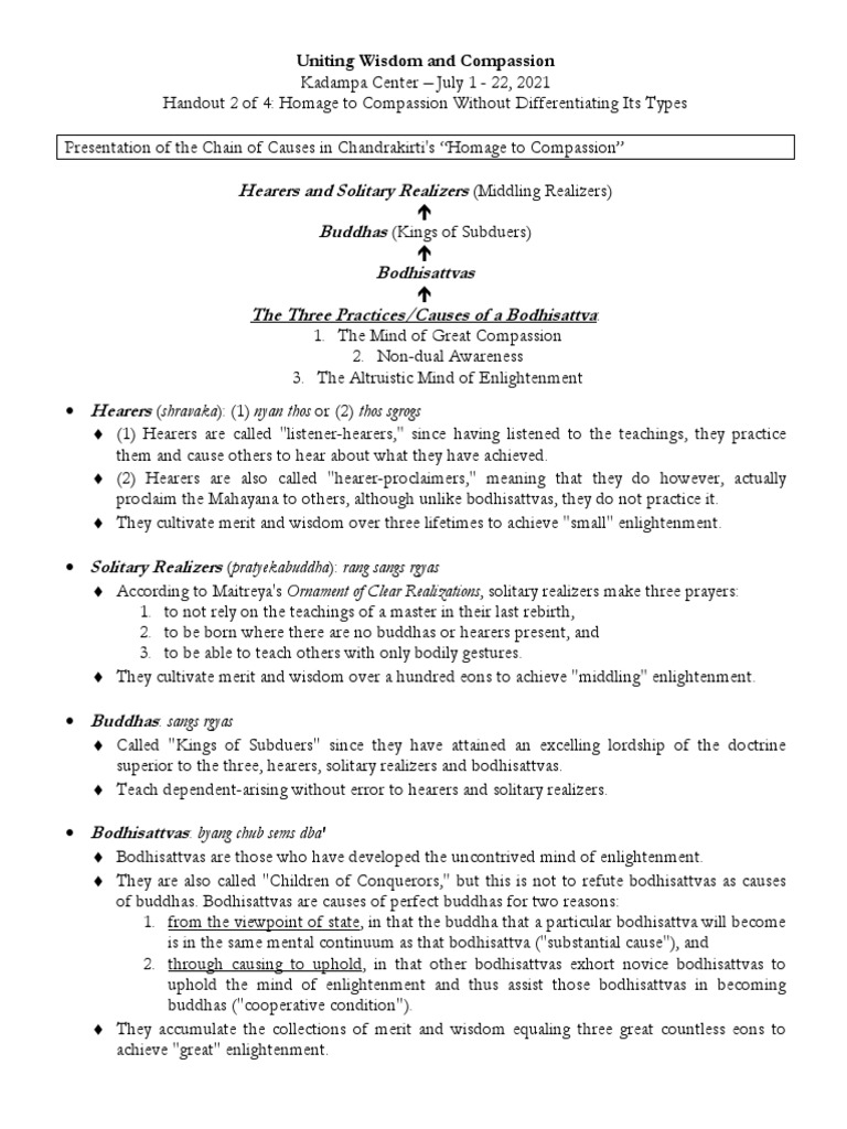 Uniting Wisdom and Compassion - Handout 2 of 4 KC | Download Free PDF ...