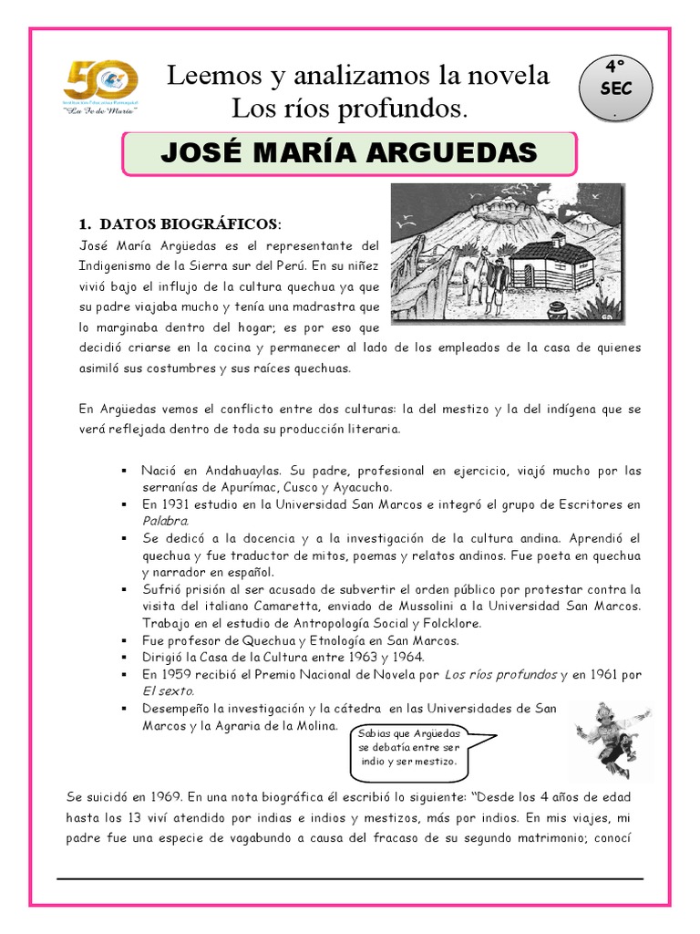 FICHA LOS RÍOS PROFUNDOS 4° Ay B | PDF