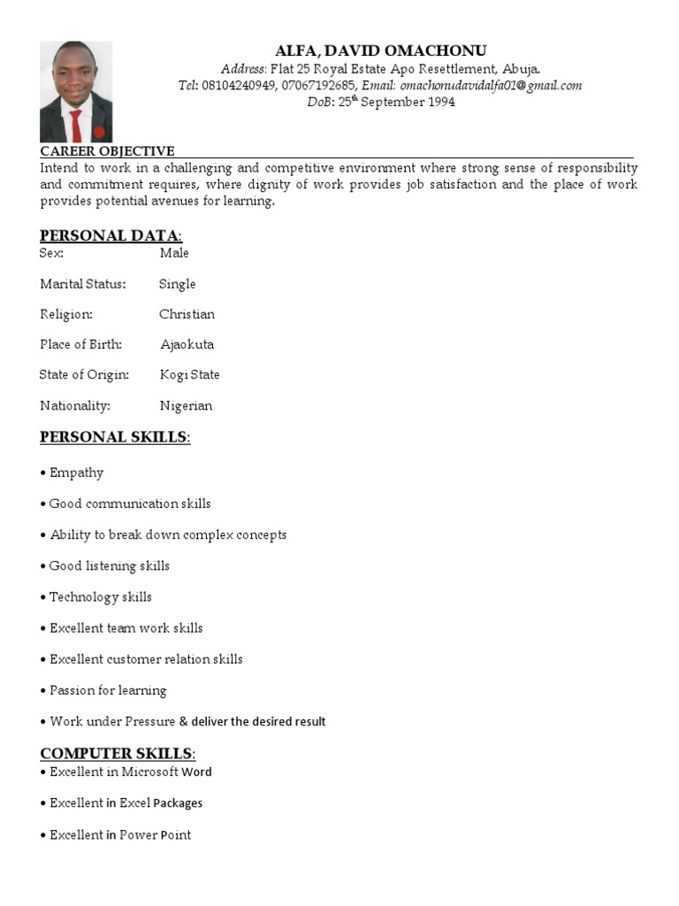 David Alfa: Customer Care & HR Professional Resume | PDF | Laboratories ...
