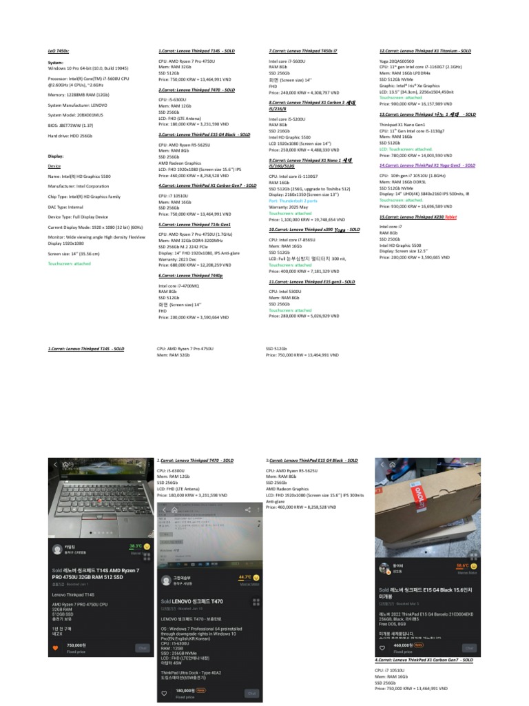 Thinkpad Comparison | PDF | Computer Hardware | Personal Computers