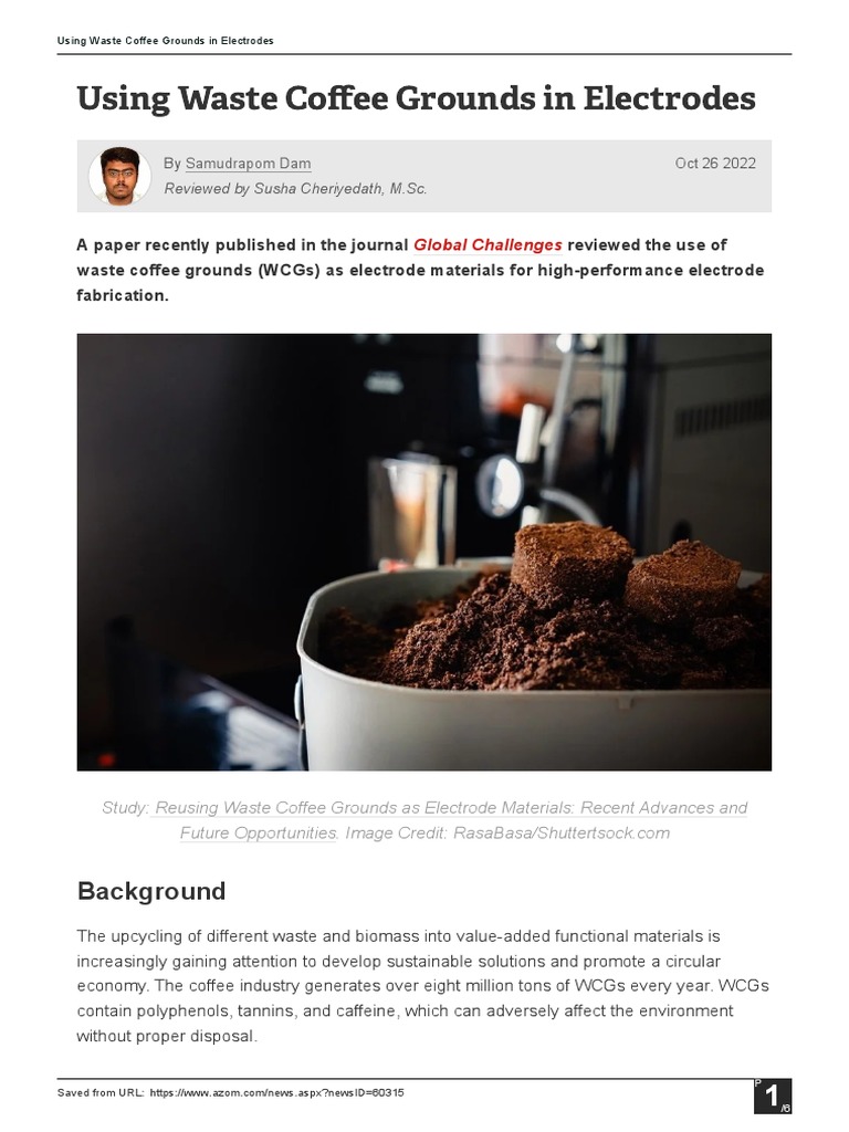 Waste Coffee Grounds as Electrodes | PDF | Electrode | Pyrolysis