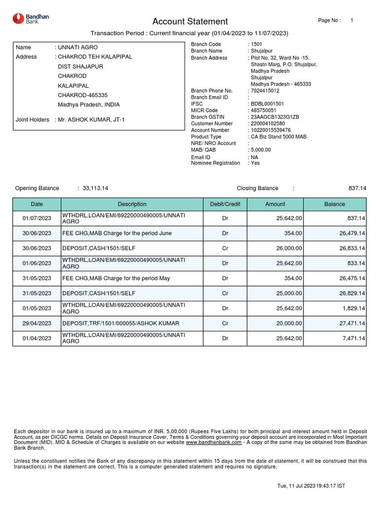 Statement | PDF | Deposit Account | Banks