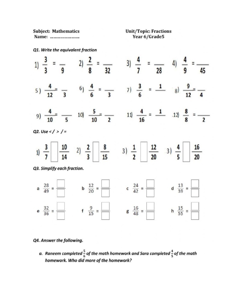 Equivalent Fractions | PDF