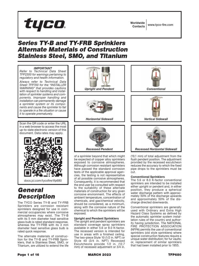 Tyco TY8281 TFP680 - 03 - 2023 | PDF | Fire Sprinkler System | Pipe ...