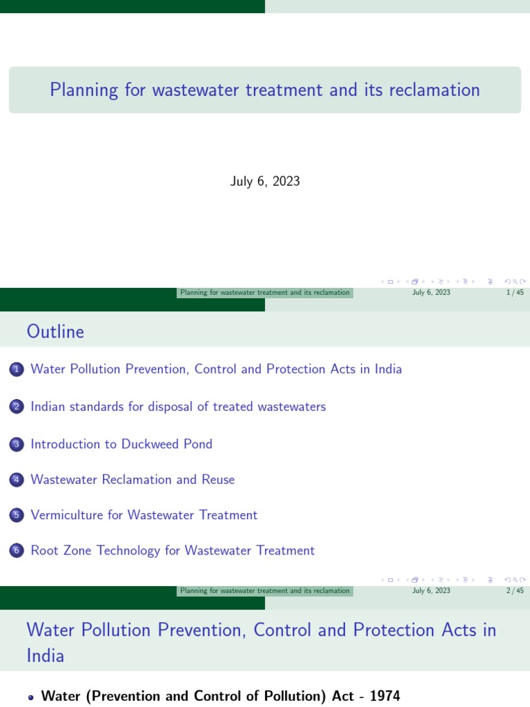 Planning For Wastewater Treatment and Its Reclamation-1 | PDF ...