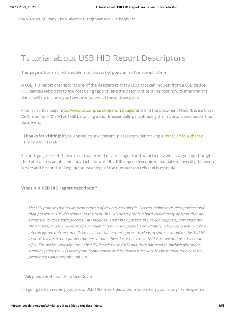Tutorial About USB HID Report Descriptors - Eleccelerator | PDF | Computer Architecture ...