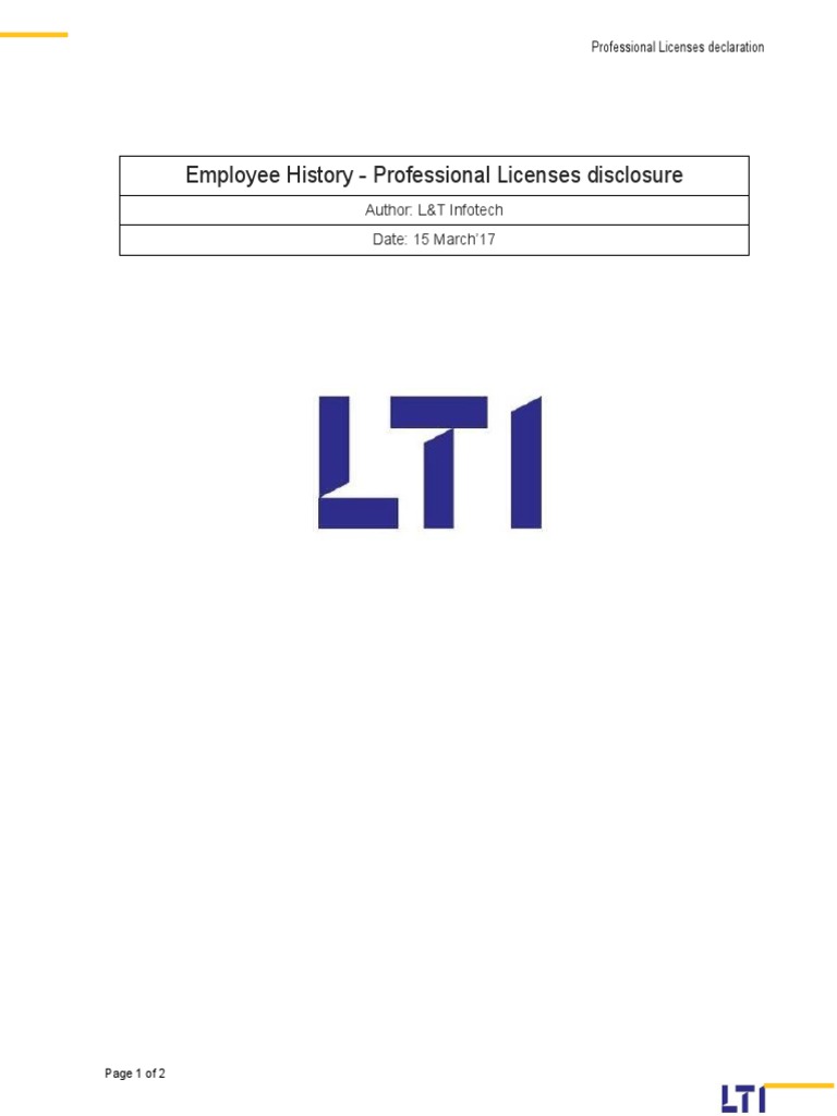 Professional License Declaration Form | PDF