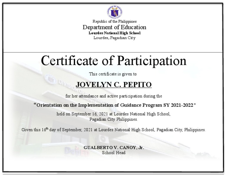 Slac Attendance Certificate | PDF